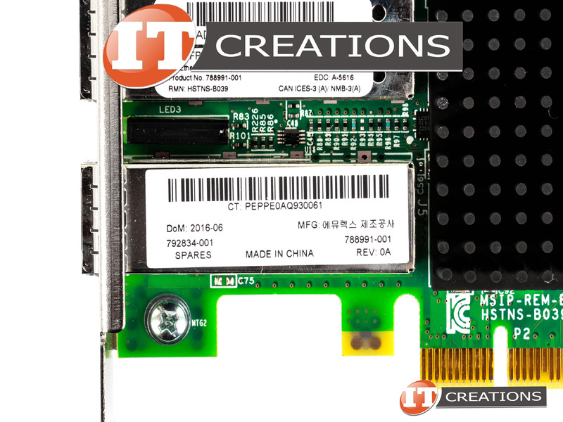 792834-001-HIGH P HP 557SFP+ 10GB 2 PORT PCI-E 3.0 X8 ETHERNET ADAPTER ...