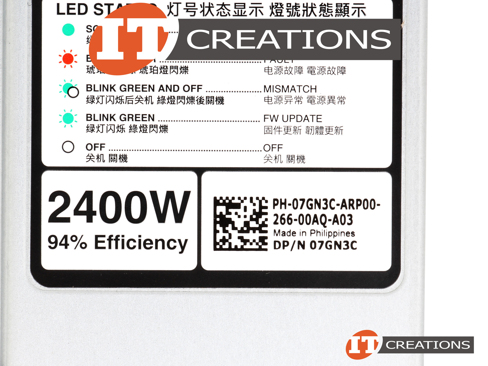 7GN3C DELL POWER SUPPLY 2400W 100-240V 16-13.5A 50-60HZ 80 PLUS ...