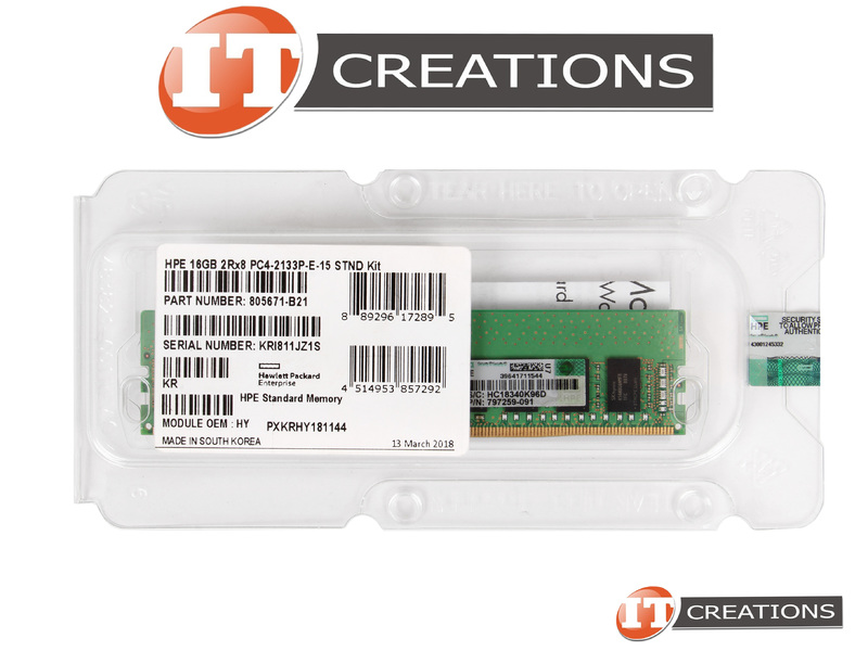 805671-B21-RETAIL - Retail - HP / HPE 16GB PC4-17000 DDR4-2133p-E Unbuffered ECC 2rx8 Cl15 288 ...