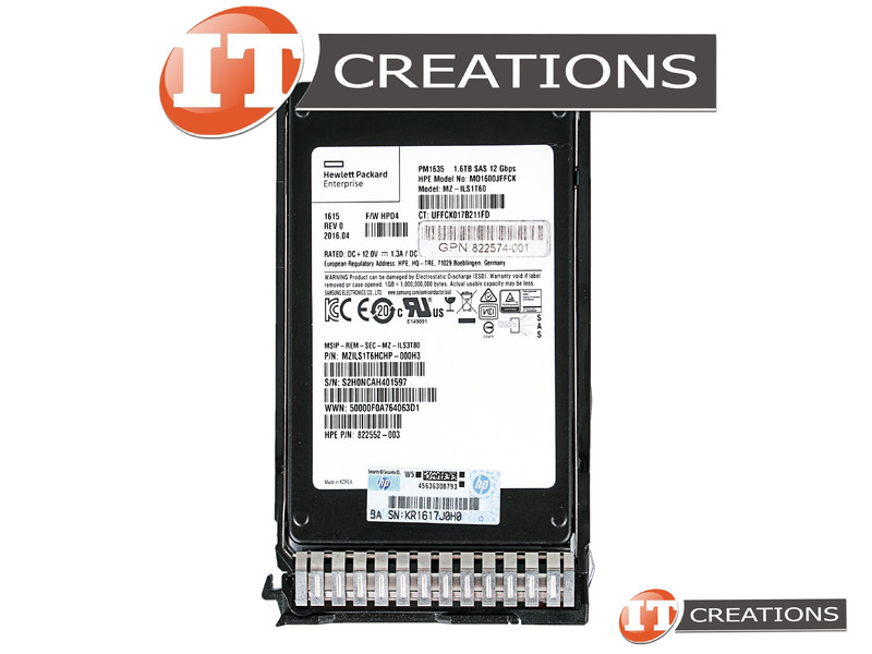 822563-B21 - Refurbished - HP / HPE 1.6TB SAS III 2.5 INCH SMALL FORM ...