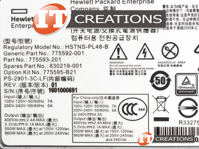 830219-001 HP Power Supply 900w AC Input 100-120v 7A / 200-240v 5A 50 ...