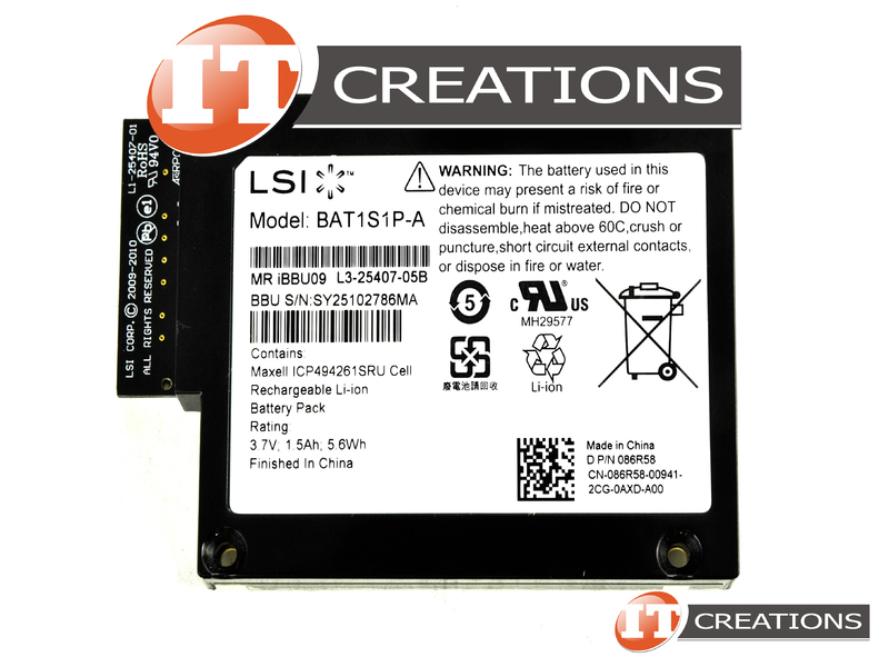 86R58 DELL / LSI Battery Ibbu09 Intelligent Battery Backup Unit Lithium ...