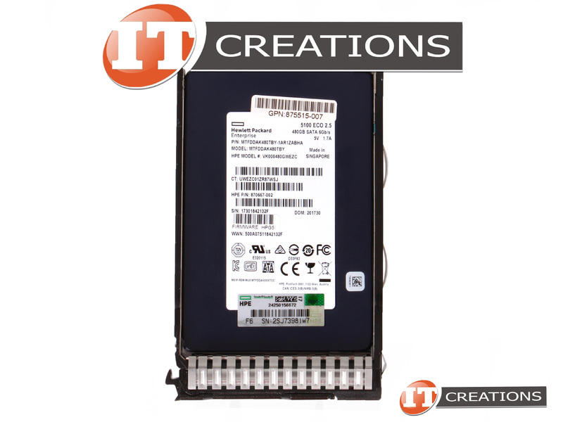 875655-001 - Refurbished - HP / HPE 480GB TLC SATA III 2.5 INCH SMALL ...