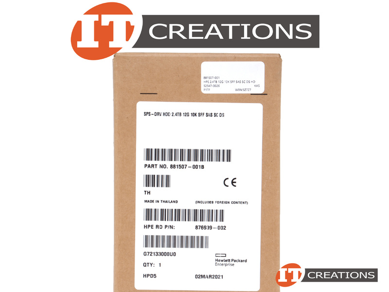 881457-B21-RETAIL - Retail - HP / HPE 2.4TB 10K RPM SAS III 2.5 INCH ...