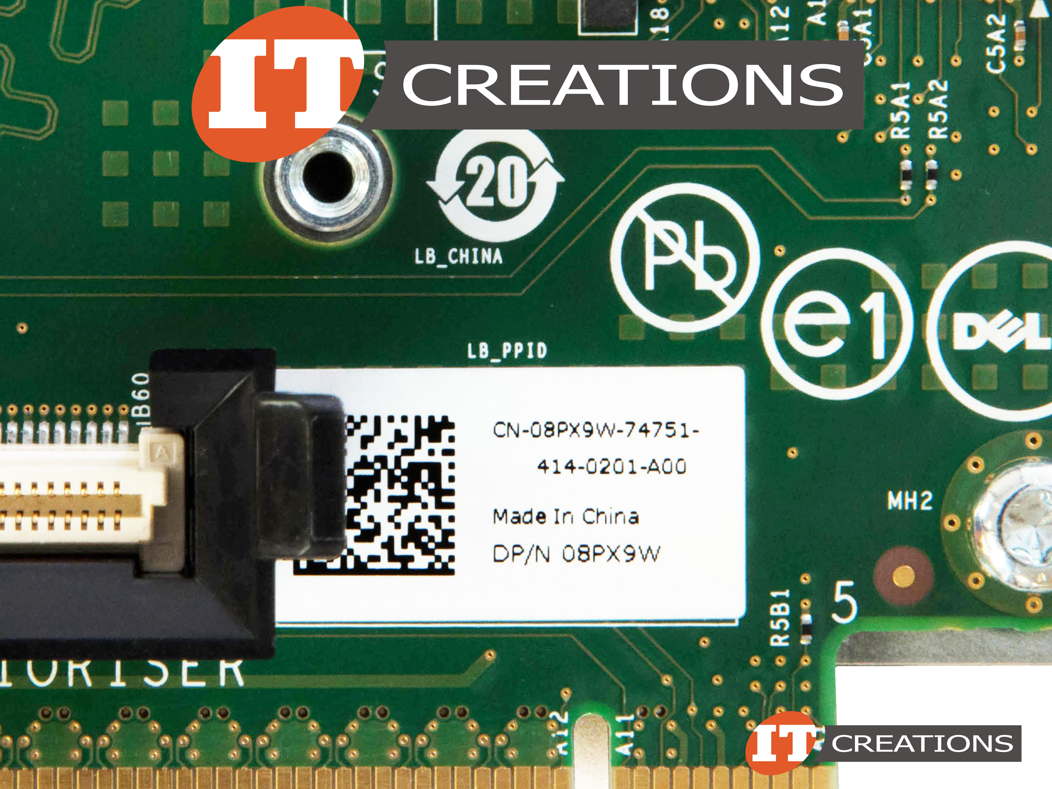 8PX9W DELL Riser Board With NDC NIC Connector Slot AND Intrusion Cable ...