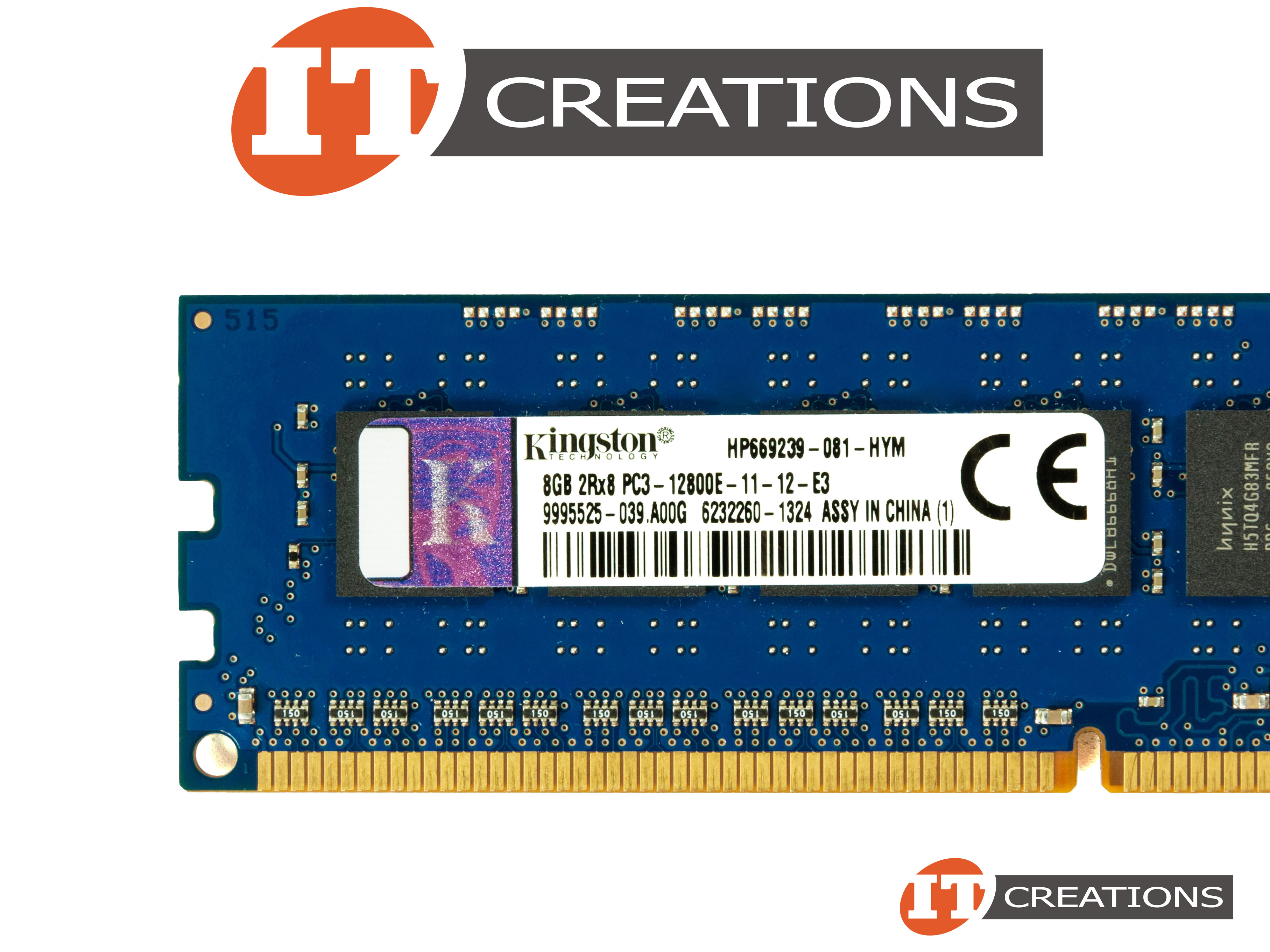 9995525-039.A00G HP / Kingston 8GB PC3-12800e DDR3-1600 Unbuffered ECC ...