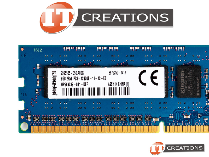 9995525-050.A00G HP / Kingston 8GB PC3-12800e DDR3-1600 Unbuffered ECC 2rx8 Cl11 240 PIN 1.5v ...