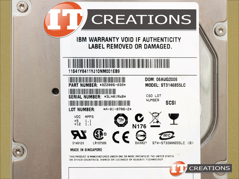 9Z2006-039-IBM IBM 146.8GB 15K RPM 3.5 INCH U320 SCSI HARD DRIVE (DUAL ...