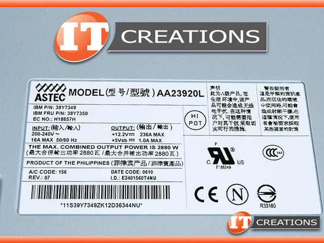 AA23920L ASTEC POWER SUPPLY 2880W FOR IBM BLADECENTER H