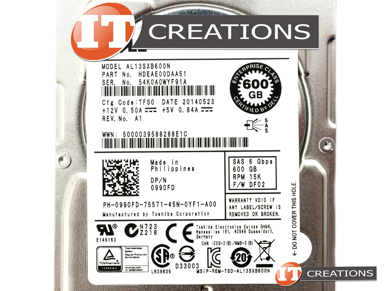 AL13SXB600N-DELL - Used - DELL / TOSHIBA 600GB 15K RPM SAS 2.5 INCH ...