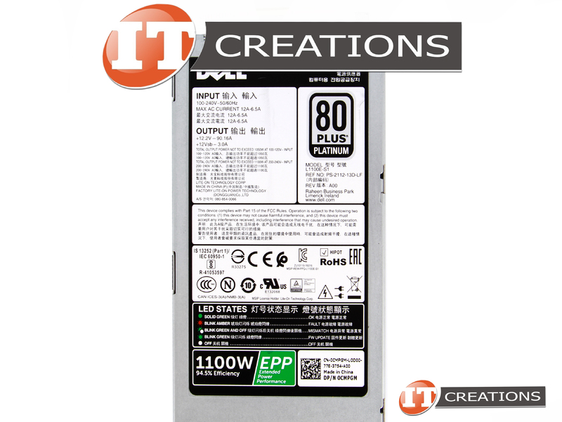CMPGM DELL POWER SUPPLY 1100W INPUT 100-240V 50-60HZ 12-6.5A 80 PLUS ...