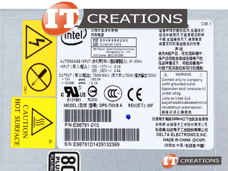 E98791-010 INTEL POWER SUPPLY 750W AC INPUT 100-240V 9.2-4.4A 47-63HZ ...