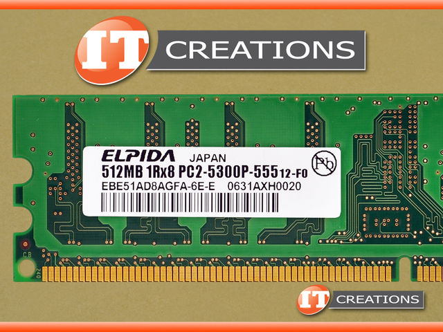 EBE51AD8AGFA-6E-E ELPIDA 512MB 1RX8 PC2-5300P REGISTERED ECC DDR2-667 ...