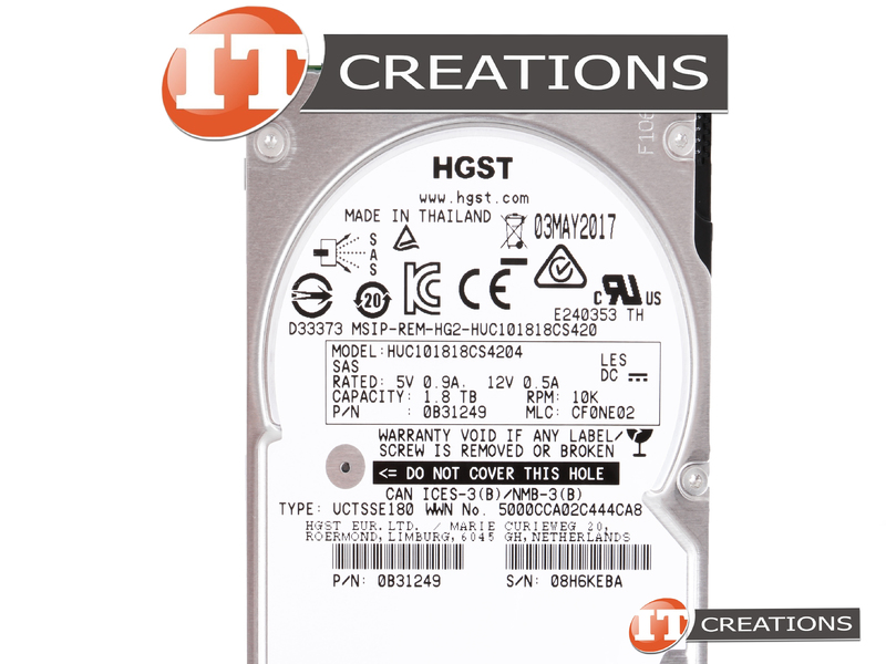 HUC101818CS4204 - Refurbished - HITACHI GLOBAL 1.8TB 10K RPM SAS III 2. ...