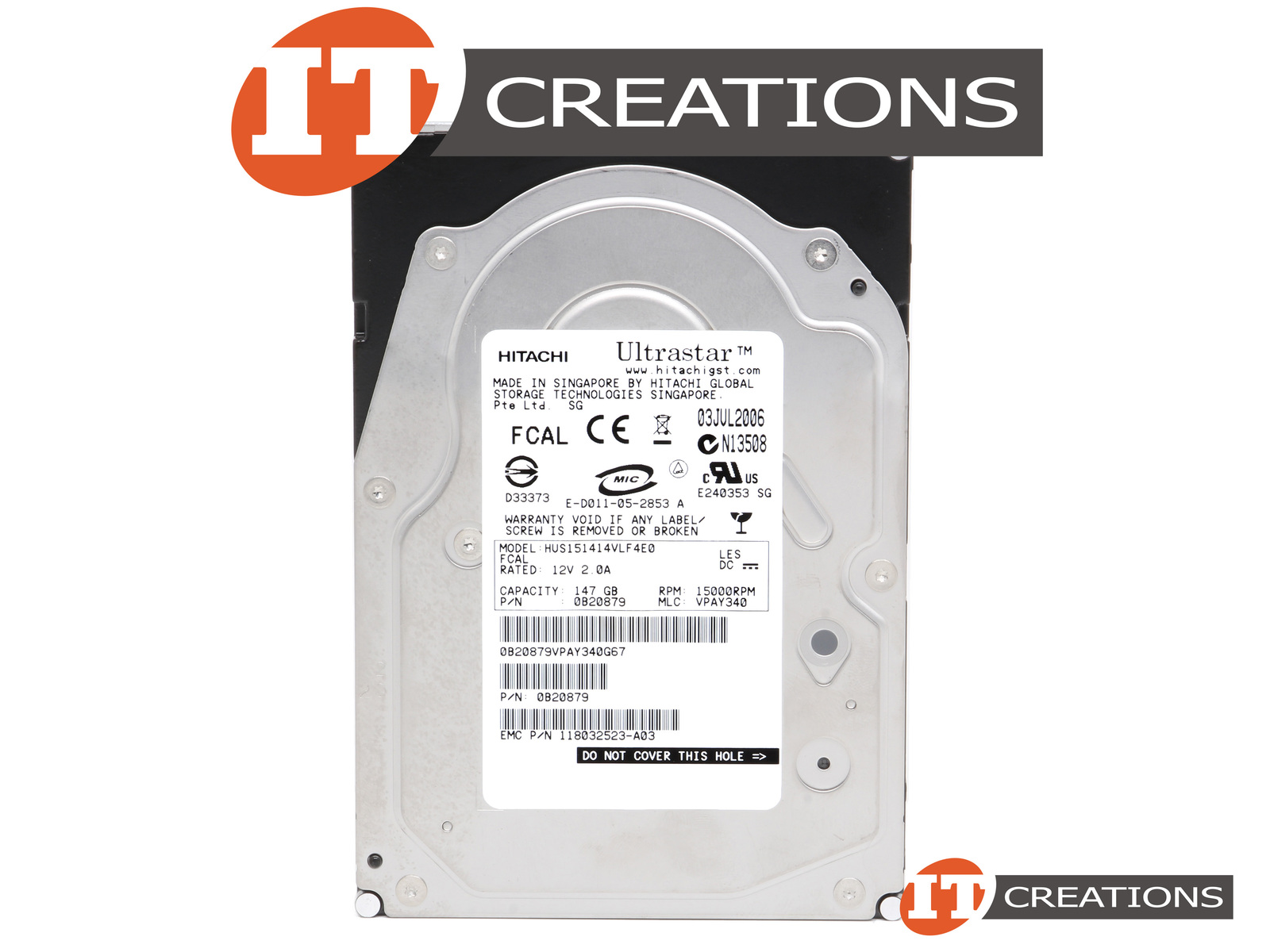 HUS151414VLF4E0 - Used - HITACHI GLOBAL 147GB 15K RPM FIBRE CHANNEL 3.5 ...