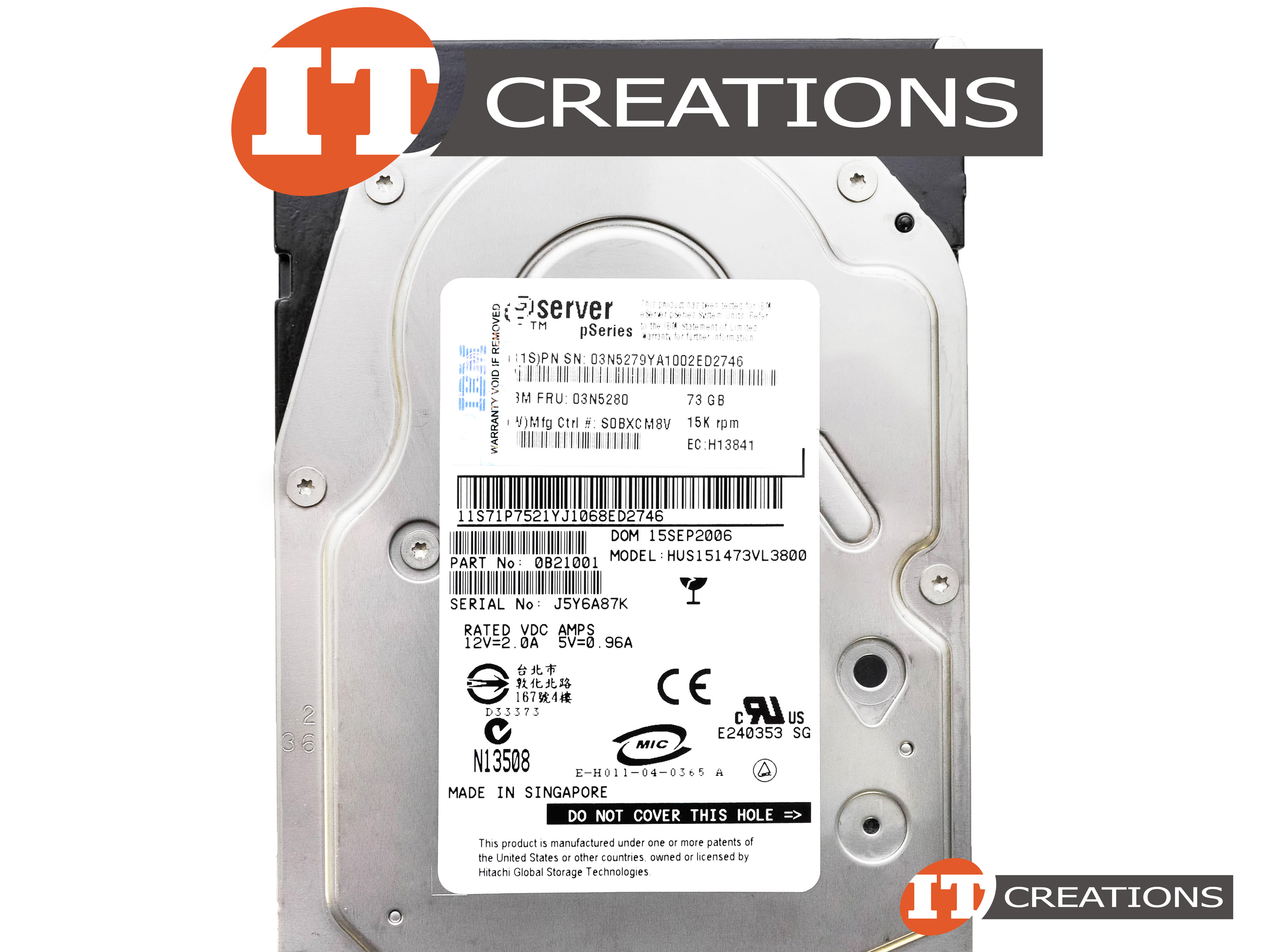 HUS151473VL3800-IBM IBM 73.4GB 15K RPM 3.5 INCH U320 SCSI HARD DRIVE ...