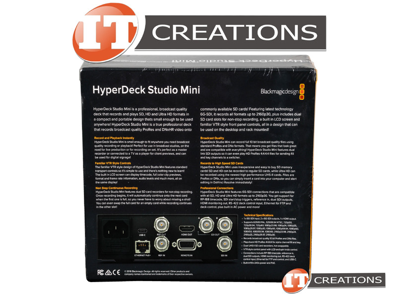 HYPERD-STM-RETAIL - Retail - BLACKMAGIC DESIGN HYPERDECK STUDIO MINI ULTRAHD 6G SDI ( HYPERD/STM )