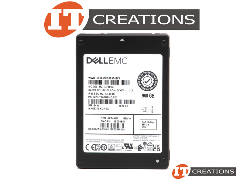 K74WN - Refurbished - DELL EMC / SAMSUNG 960GB TLC V-NAND SAS III 2.5 ...