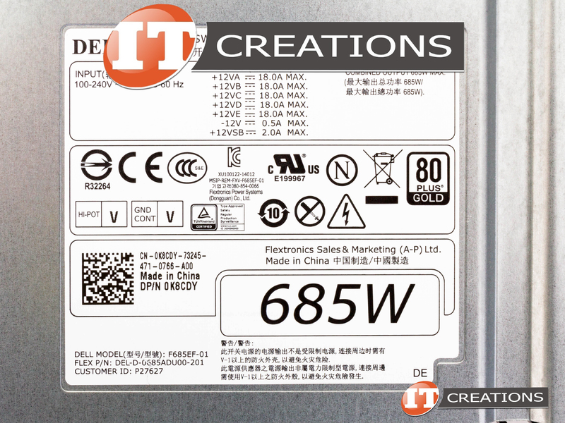 K8CDY DELL POWER SUPPLY 685W 80 PLUS GOLD FOR DELL PRECISION TOWER 5810 ...