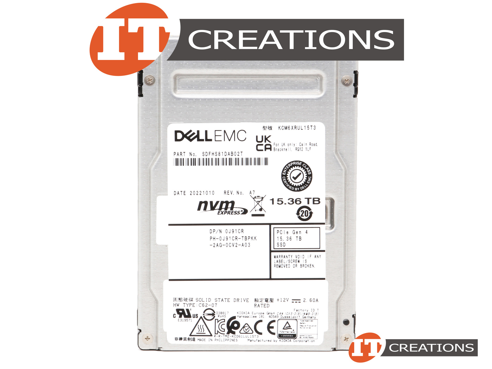 KCM6XRUL15T3-DELL - New Other - DELL EMC / KIOXIA 15.36TB 96-LAYER TLC ...