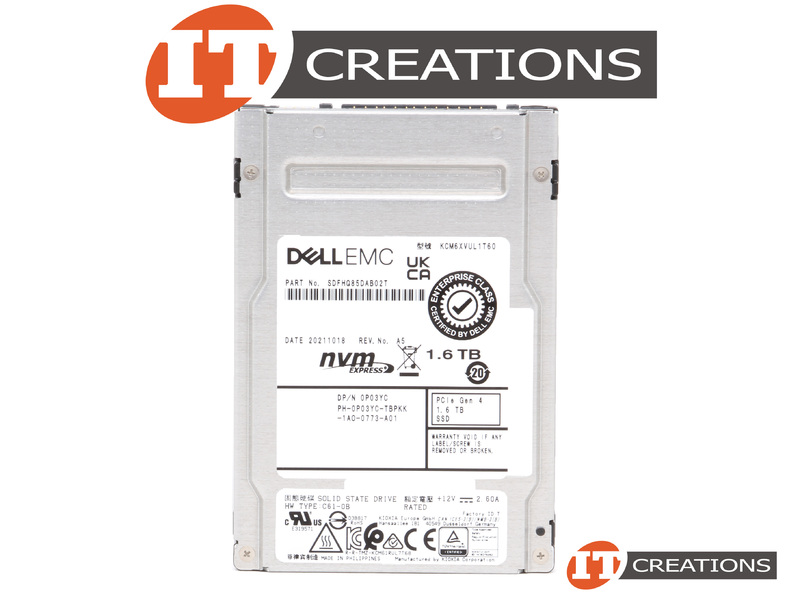 KCM6XVUL1T60-DELL - Refurbished - DELL EMC / KIOXIA 1.6TB 96-LAYER TLC ...