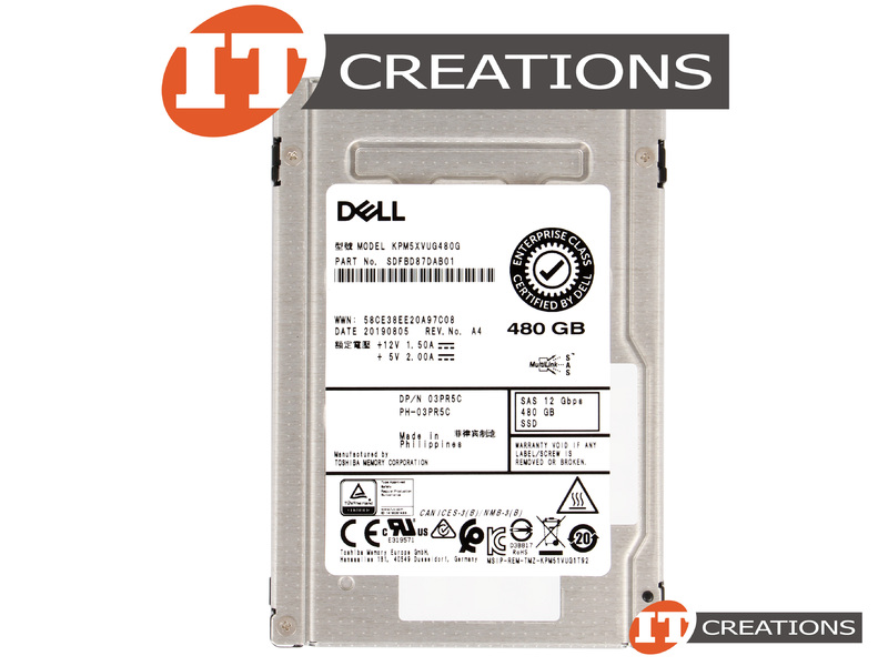 KPM5XVUG480G-DELL - Refurbished - DELL / KIOXIA / TOSHIBA 480GB TLC SAS ...