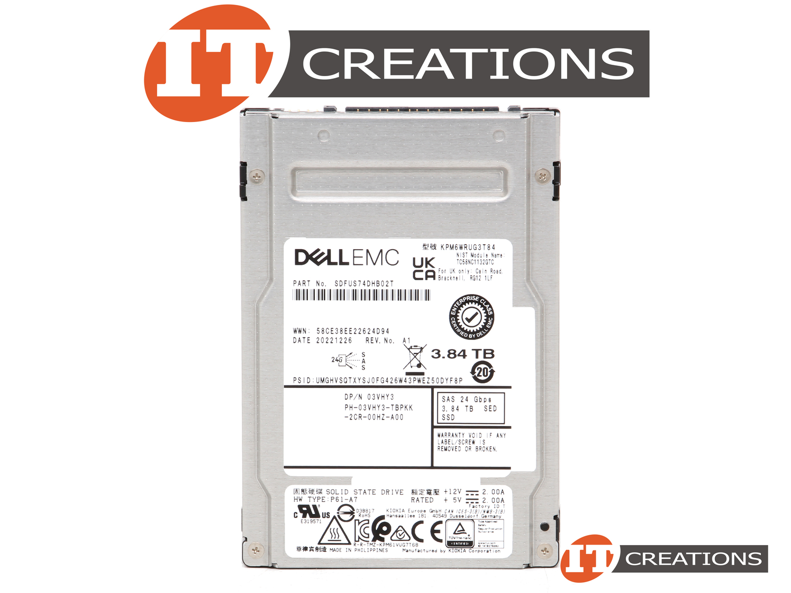 KPM6WRUG3T84-DELL - Refurbished - DELL EMC / KIOXIA 3.84TB 96-LAYER TLC ...