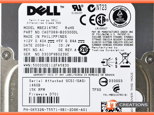 MBE2147RC TOSHIBA 147GB 15K RPM SAS 2.5 INCH ENTERPRISE 6GB/S 16MB ...