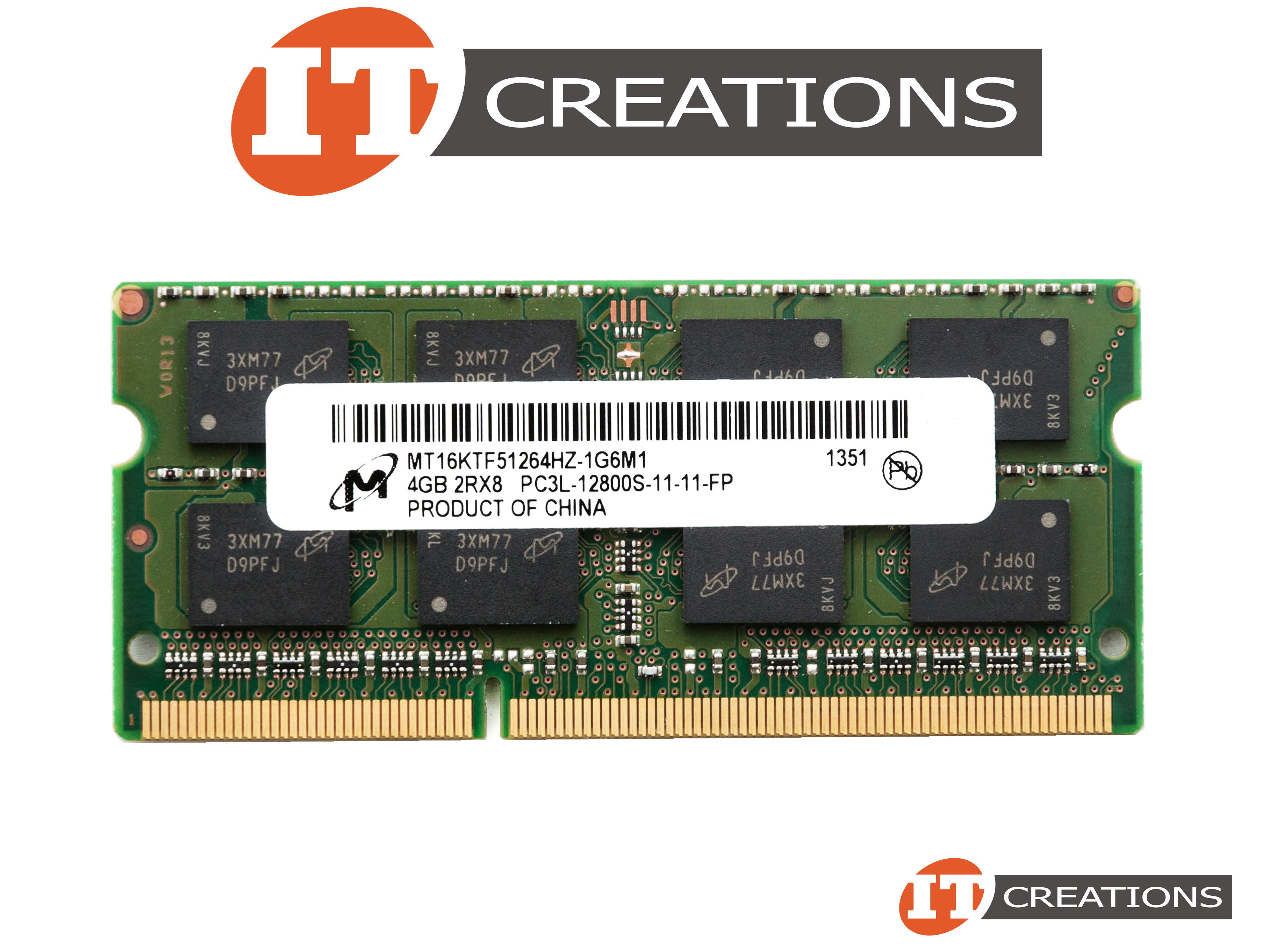 MT16KTF51264HZ-1G6M1 LENOVO / MICRON 4GB PC3L-12800S DDR3-1600 SDRAM 2RX8 CL11 204 PIN 1.35V LOW ...
