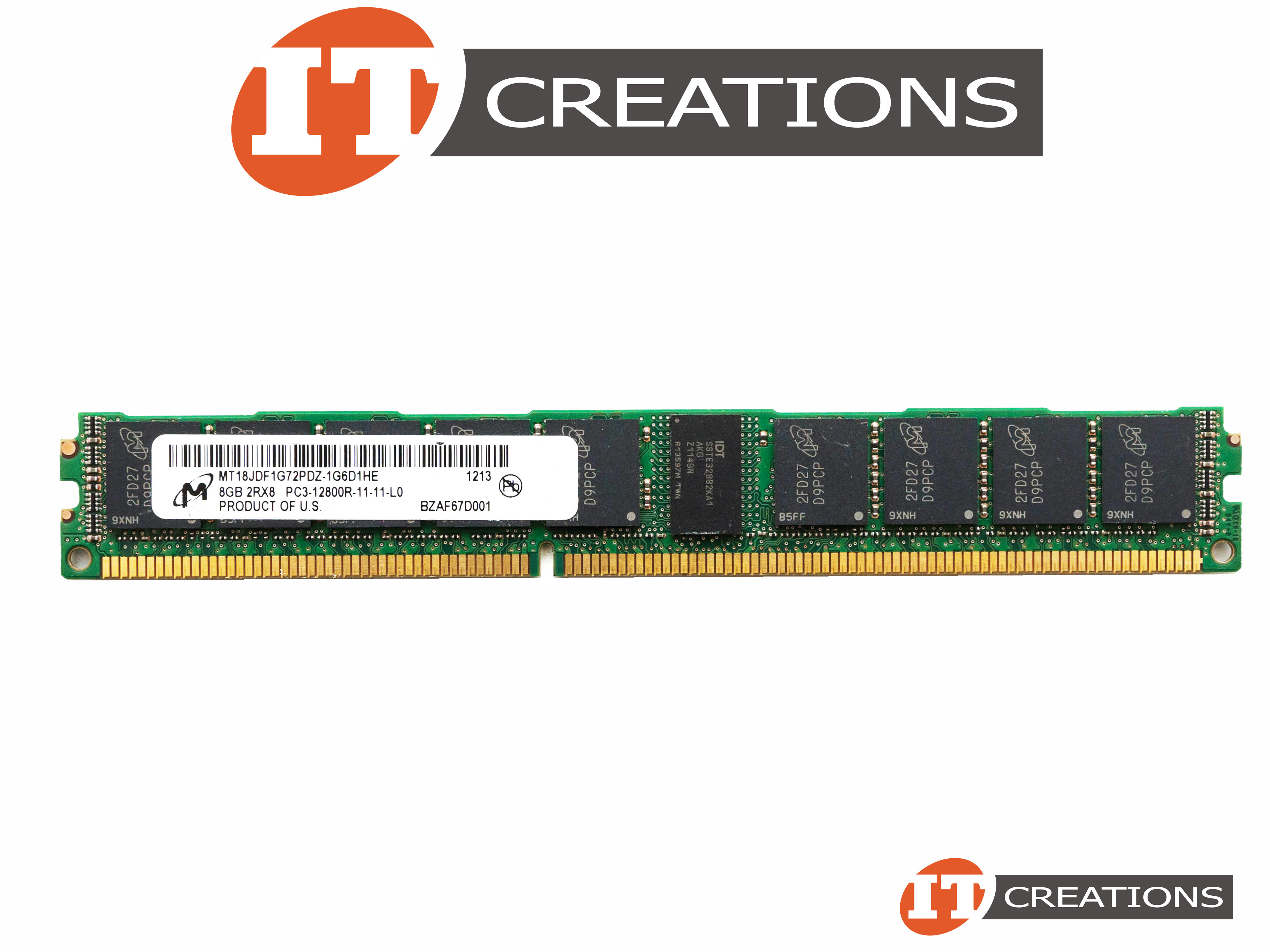 MT18JDF1G72PDZ-1G6D1HE MICRON 8GB PC3-12800R DDR3-1600 REGISTERED ECC ...