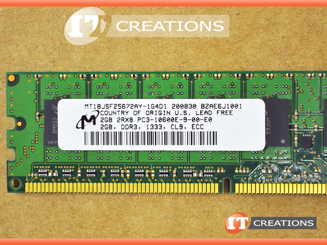 MT18JSF25672AY-1G4D1 MICRON 2GB PC3-10600E DDR3-1333 UNBUFFERED ECC ...