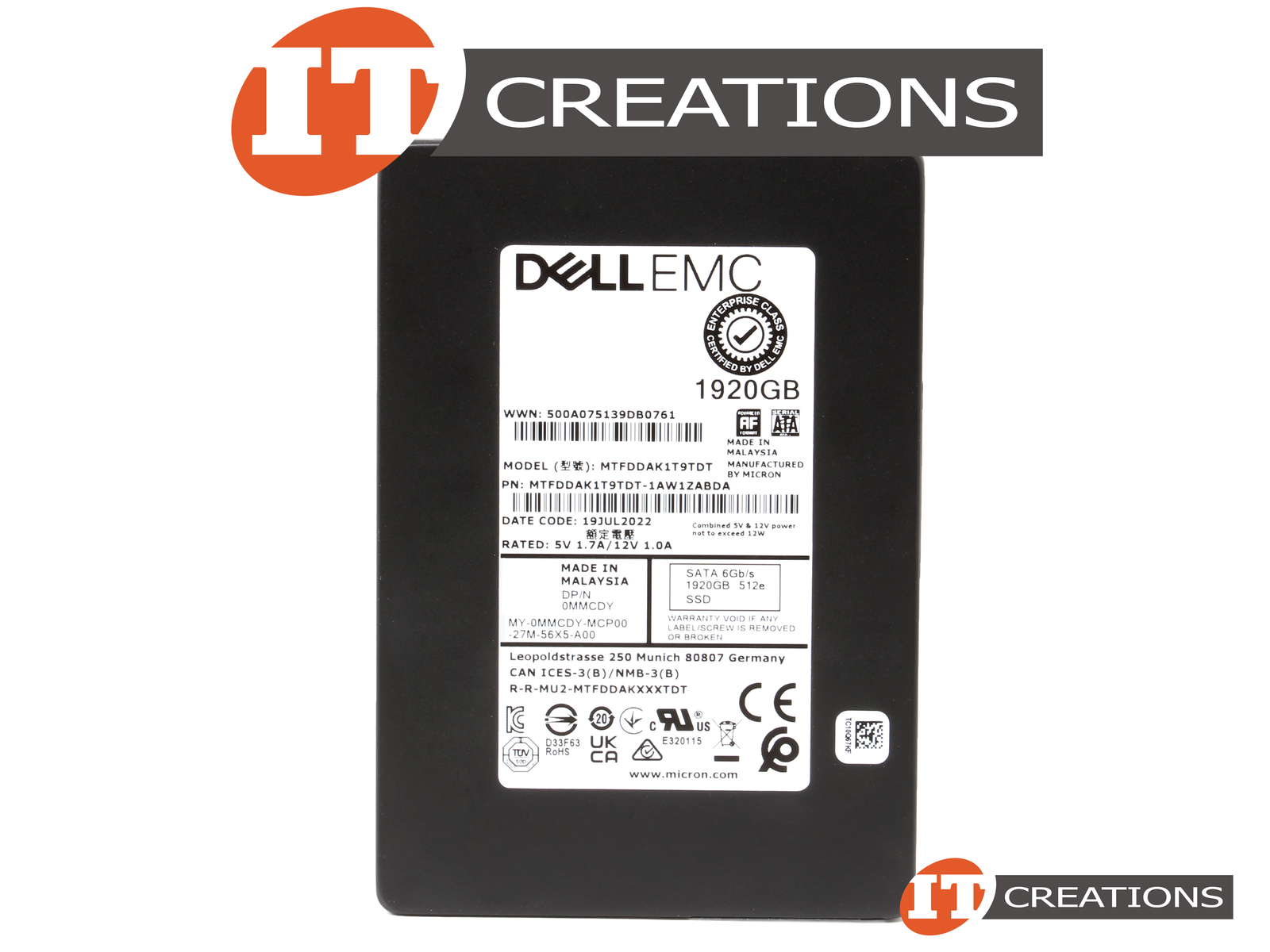 MTFDDAK1T9TDT-DELL - New Other - DELL / MICRON 1.92TB 96-LAYER TLC SATA ...