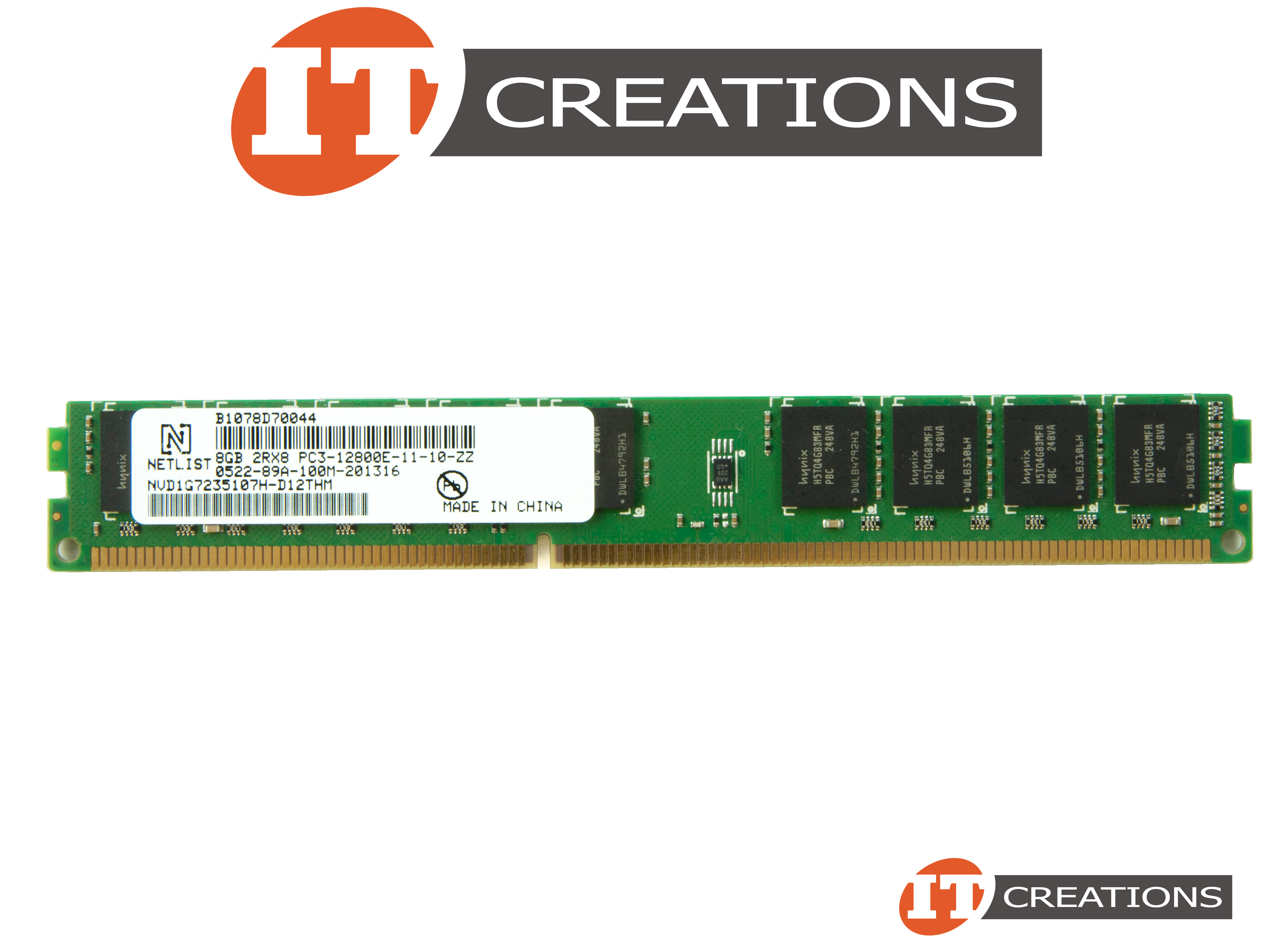 NVD1G7235107H-D12THM NETLIST 8GB PC3-12800E DDR3-1600 UNBUFFERED ECC 2RX8 CL11 240 PIN 1.5V VERY ...