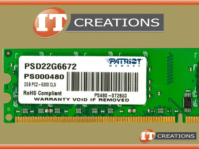 PSD22G6672 PATRIOT 2GB PC2-5300 DDR2-667 UNBUFFERED NON ECC CL5 240 PIN ...