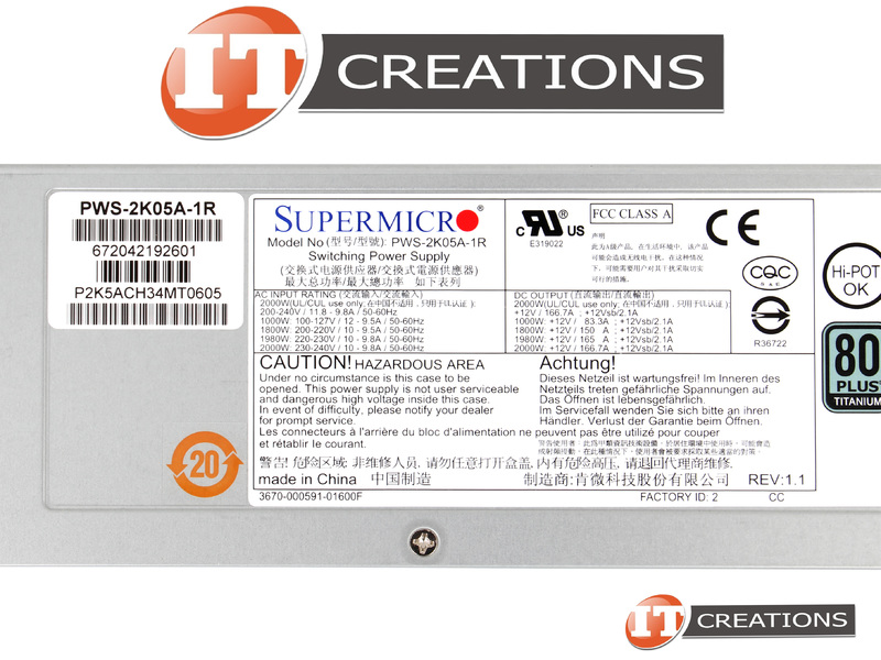 PWS-2K05A-1R SUPERMICRO POWER SUPPLY 2000W INPUT 100-240V 12-9.8A 50 ...