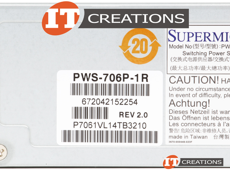 PWS-706P-1R SUPERMICRO POWER SUPPLY 750W 100-240V 8.0-3.8A 50-60HZ 80 ...