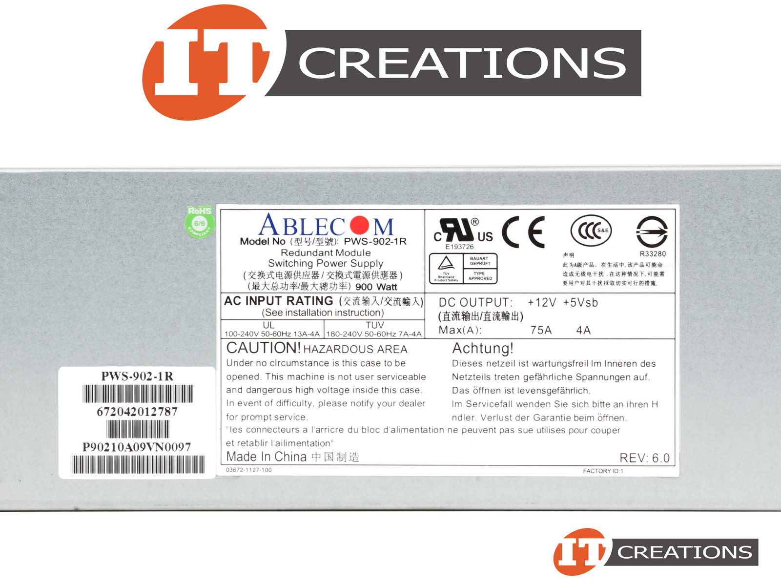 PWS-902-1R SUPERMICRO 900W 100-240V 13-4A 50-60HZ HOT SWAP - OUTPUT ...