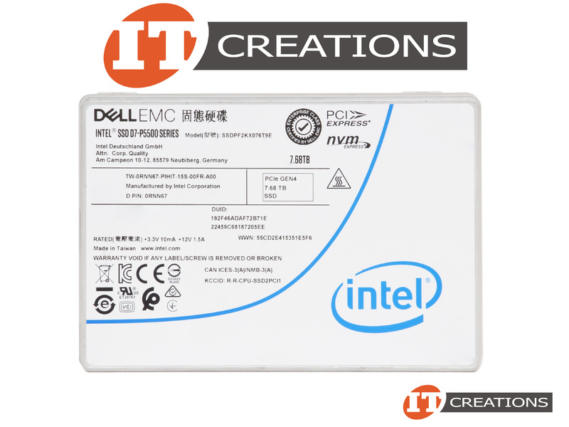 RNN67 - Refurbished - DELL EMC / INTEL 7.68TB 96-LAYER TLC PCIE 4.0 X4 ...