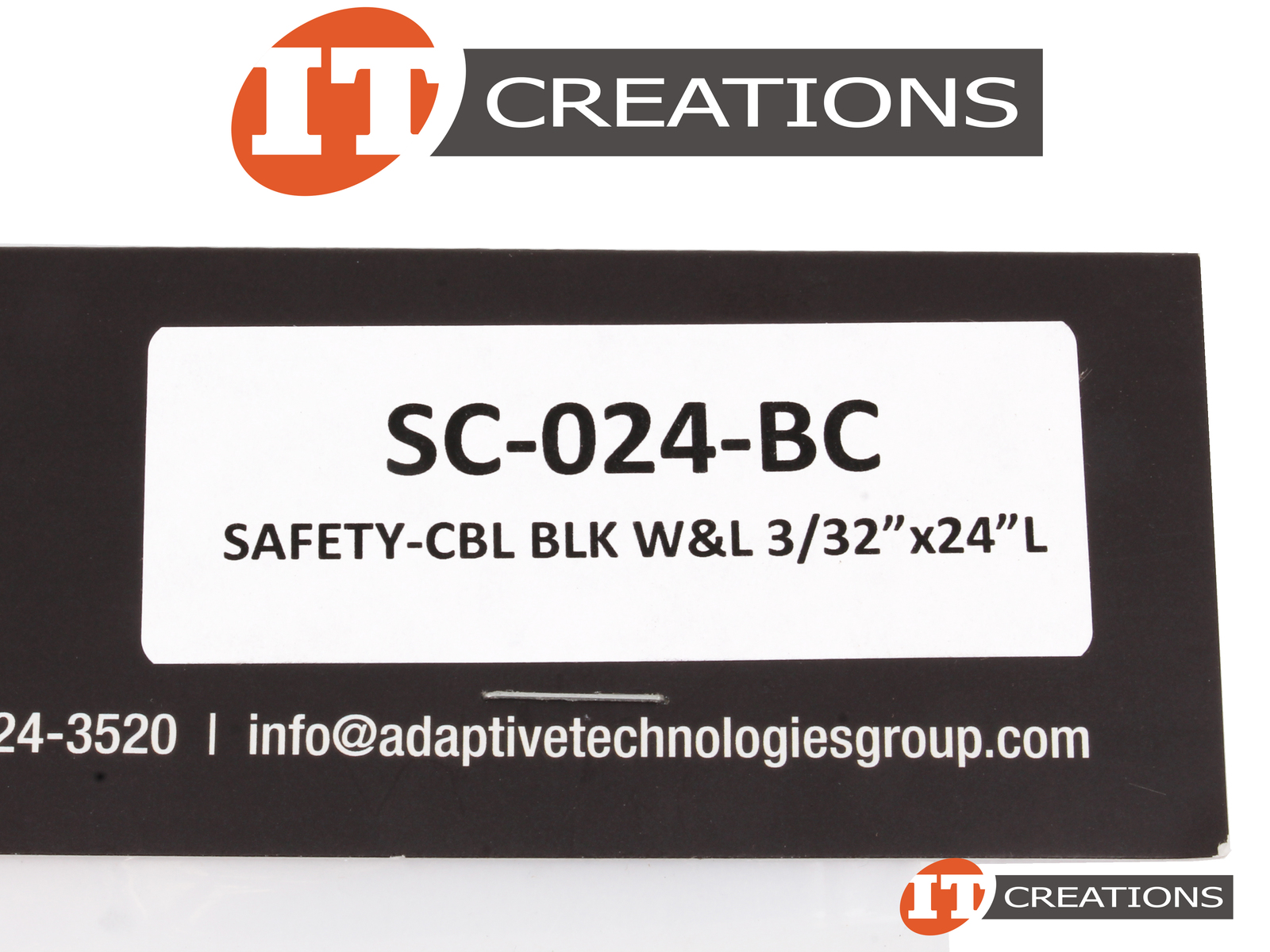 SC-024-BC - New - ADAPTIVE TECH SAFETY CABLE - BLACK STAINLESS STEEL 3/ ...
