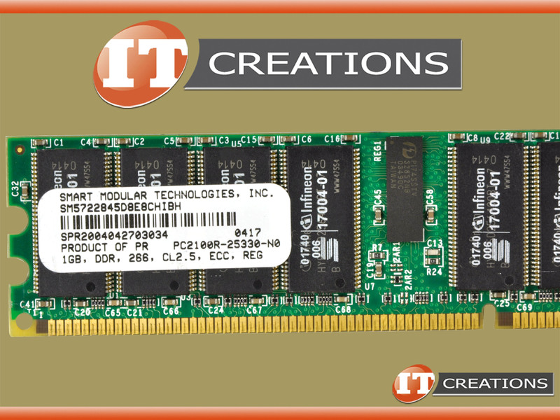 SM5722845D8E8CHIBH HP / SMART MODULAR 1GB PC-2100R DDR-266 REGISTERED ECC CL2.5 184 PIN MEMORY ...