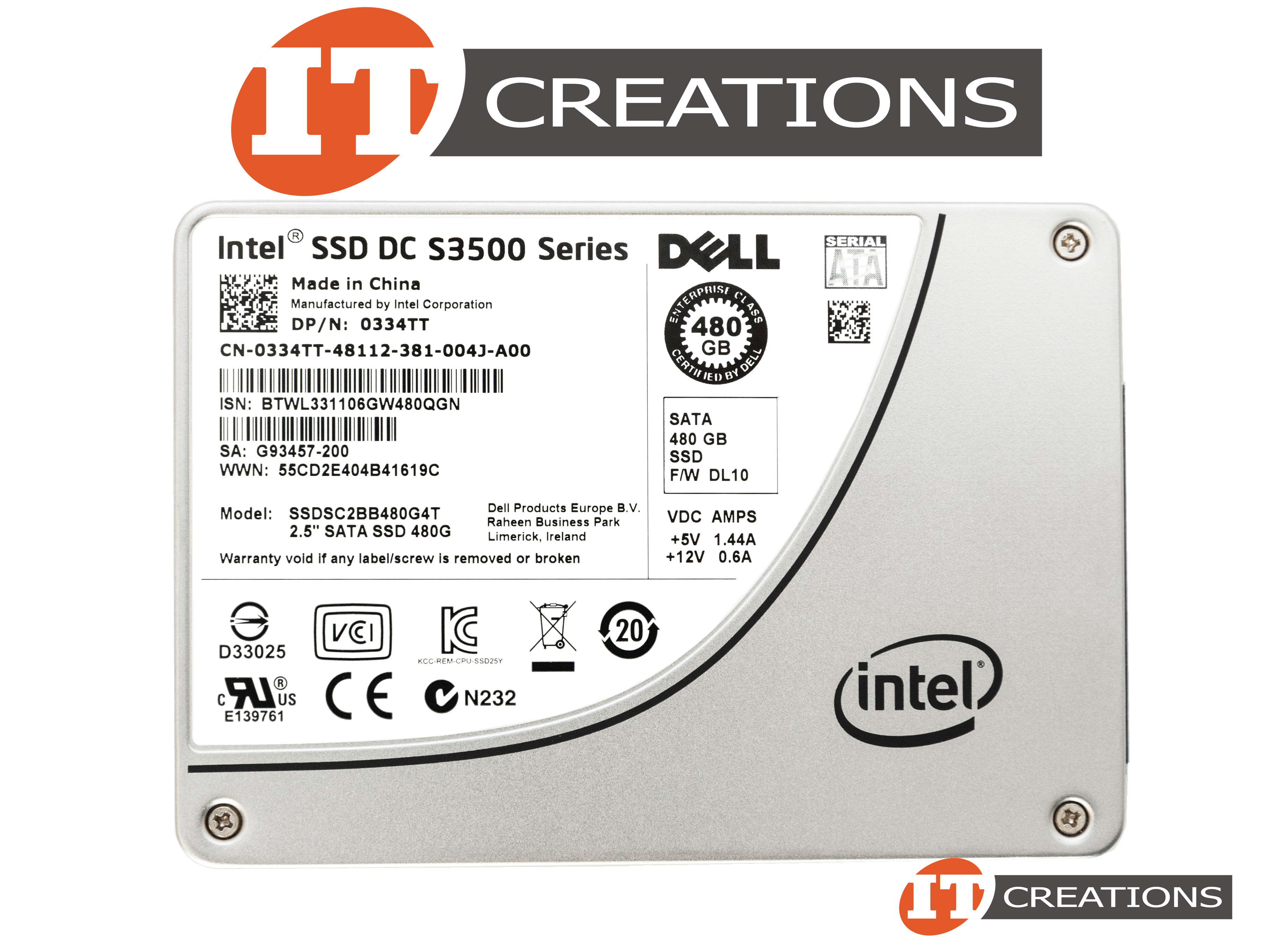SSDSC2BB480G4T-DELL - Refurbished - DELL / INTEL 480GB MLC SATA 2.5 ...