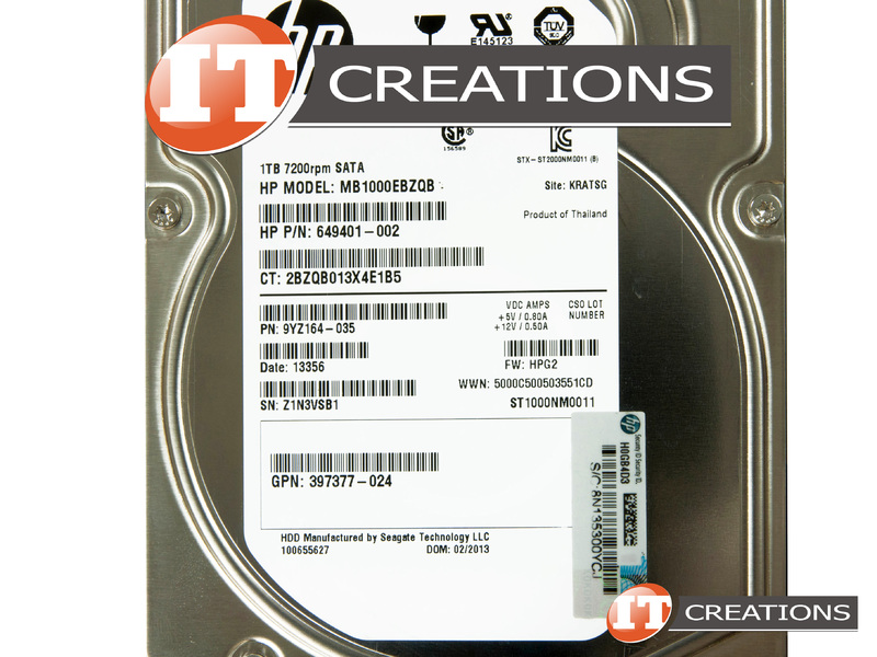 ST1000NM0011-HP - New Other - HP / SEAGATE 1TB 7.2K RPM SATA III 3.5 ...