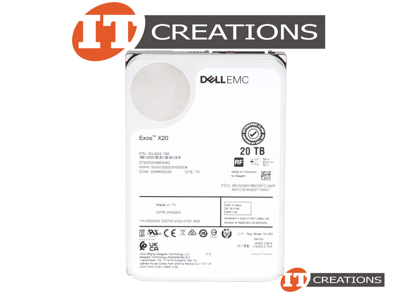 ST2000NM004D-DELL - New - DELL EMC / SEAGATE 20TB 7.2K RPM SAS III 3.5 ...