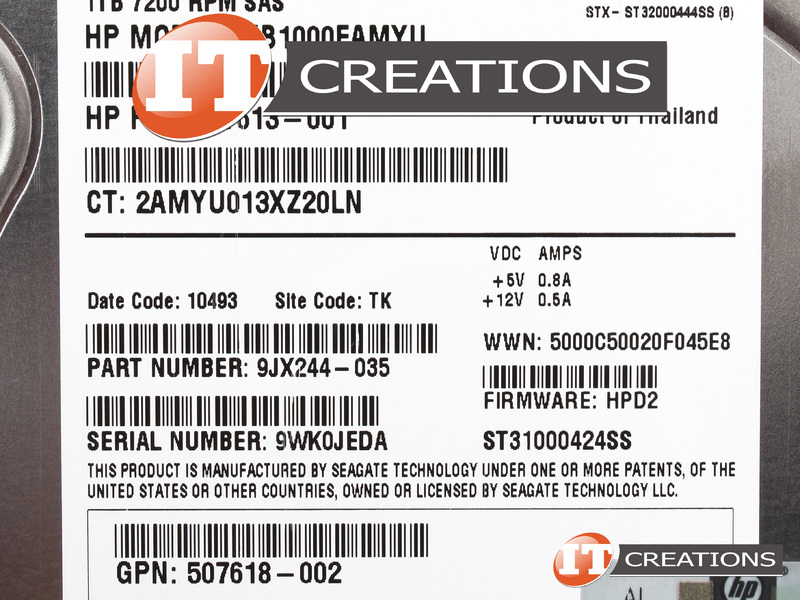 ST31000424SS-HP HP 1TB 7.2K RPM SAS 3.5 INCH HARD DRIVE (DUAL LABEL ...