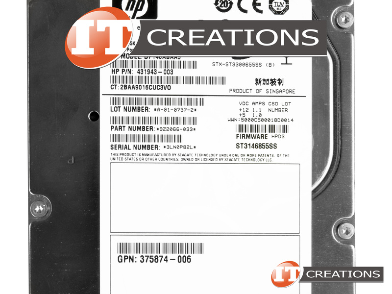 ST3146855SS-HP HP / SEAGATE 146GB 15K RPM SAS 3.5 INCH LARGE FORM FACOR ...