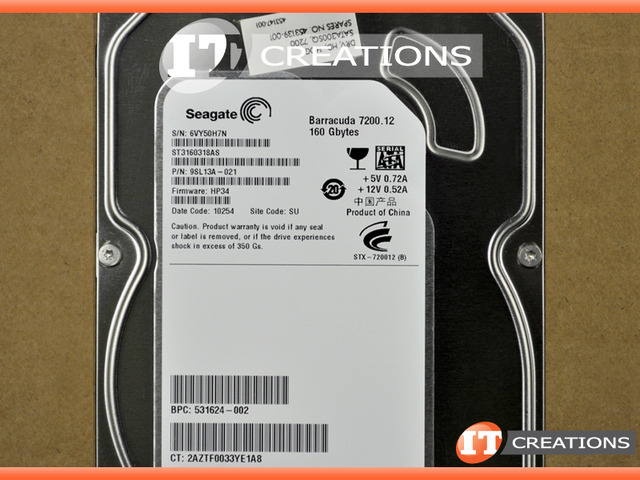 ST3160318AS HP 160GB 7.2K RPM SATA 3.5 INCH HARD DRIVE