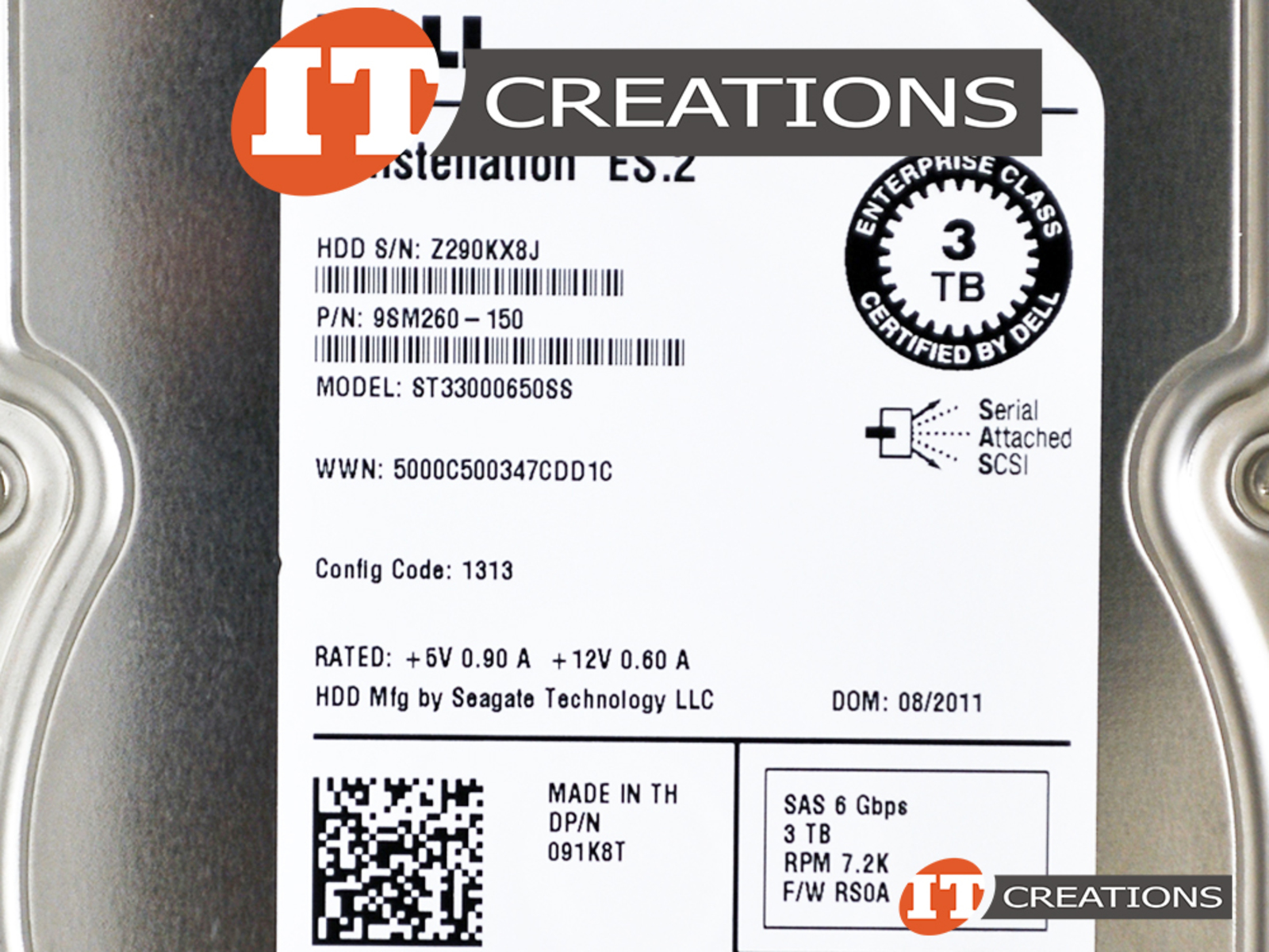 ST33000650SS-DELL - Refurbished - DELL / SEAGATE 3TB 7.2K RPM SAS 3.5 ...