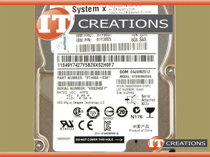 ST9900805SS-IBM - Refurbished - IBM / SEAGATE 900GB 10K RPM SAS 2.5 ...