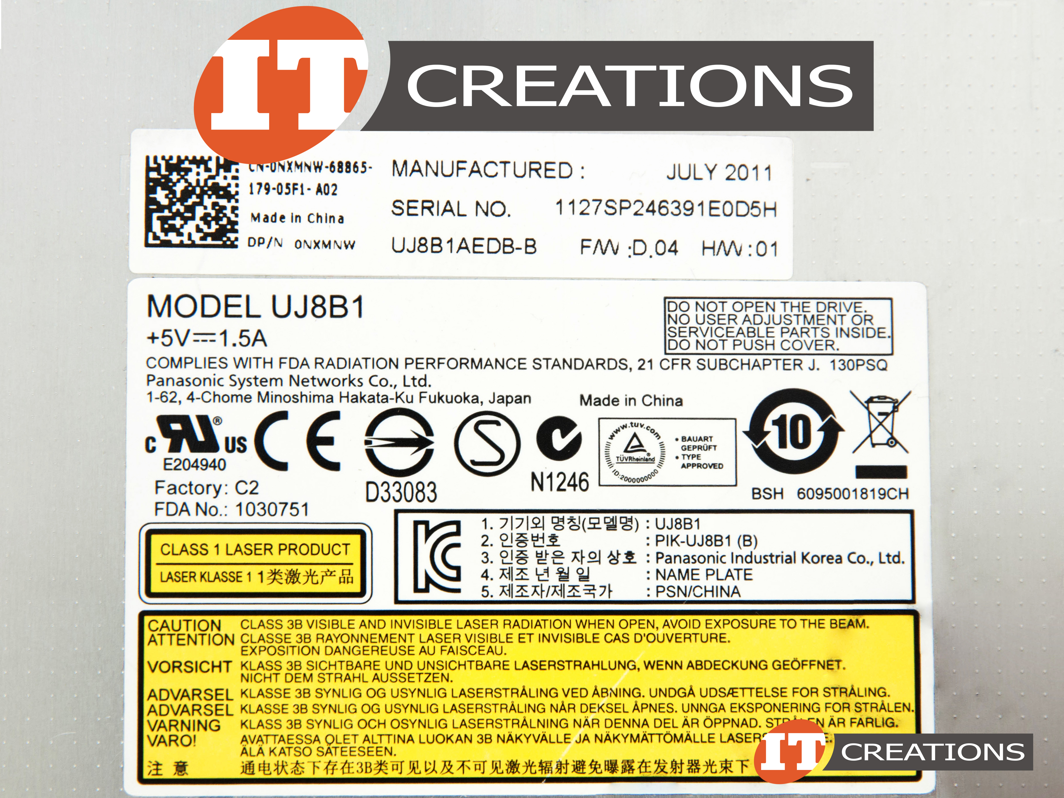 UJ8B1-DELL DELL / PANASONIC OPTICAL DRIVE DVD R/RW REWRITABLE COMPACT ...