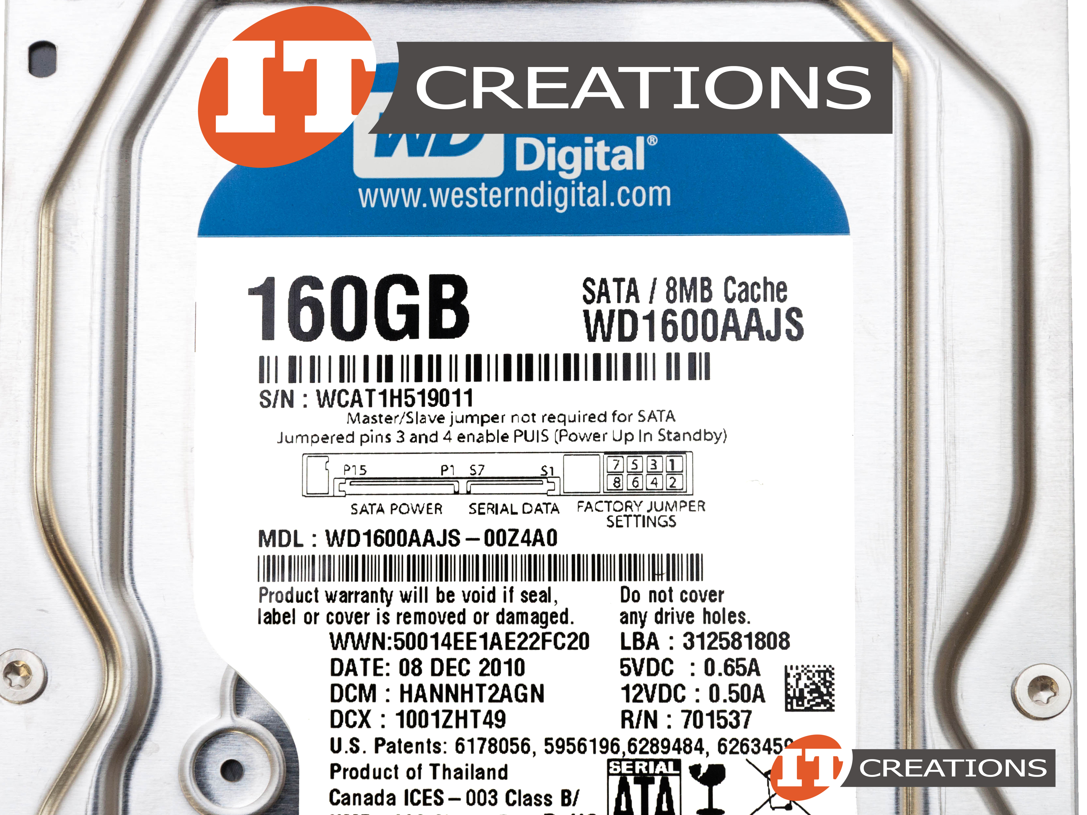 WD1600AAJS - Refurbished - WESTERN DIGITAL 160GB 7.2K RPM SATA II 3.5 ...